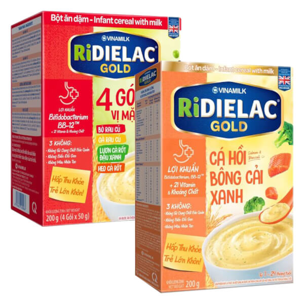 Bột ăn dặm Ridielac Gold Cá hồi bông cải xanh HG 200g