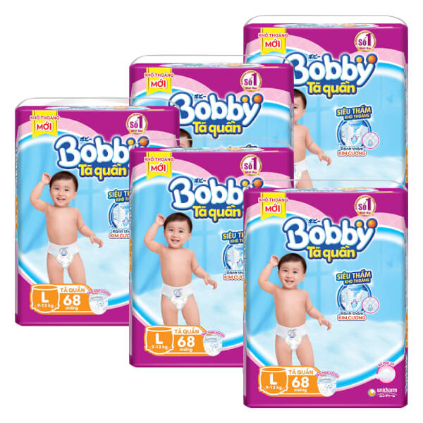 Bỉm tã quần Bobby size L 68 miếng (9-13kg)
