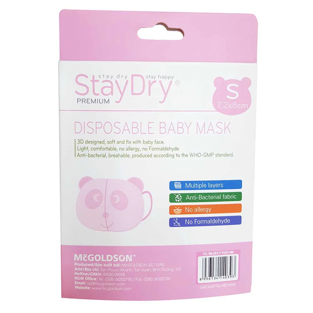 Khẩu trang trẻ em StayDry Size S - Hồng giá tốt