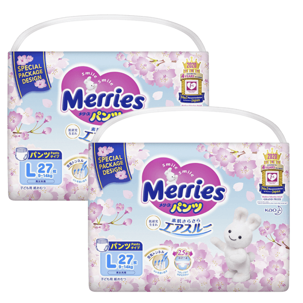 Combo 2 Tã quần Merries Sakura L 27 miếng | Quà tặng