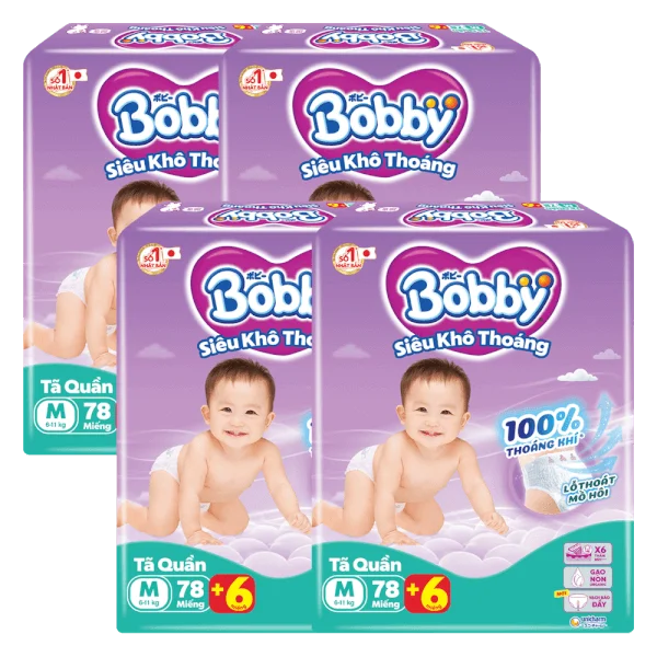 Tã quần Bobby size M, 78 miếng + 6 miếng giá tốt
