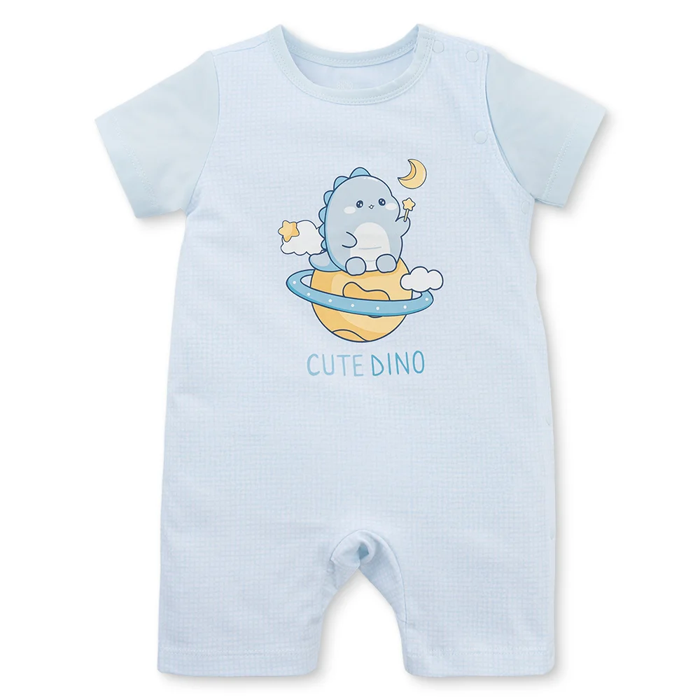 Bodysuit bé trai đùi bst cute dino Animo VD0825050 (0-12M, Xanh nhạt,