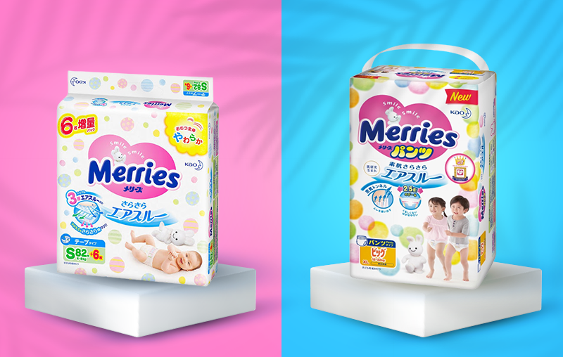 Phân biệt tã Merries nội địa và nhập khẩu